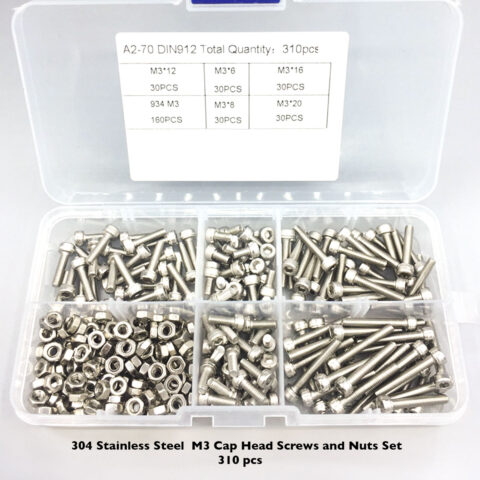 304 Stainless Steel M3 Hexagon Socket Cap Head Screws and Nuts Set (310 ...