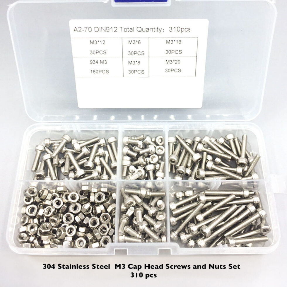 304 Stainless Steel M3 Hexagon Socket Cap Head Screws and Nuts Set (310 ...