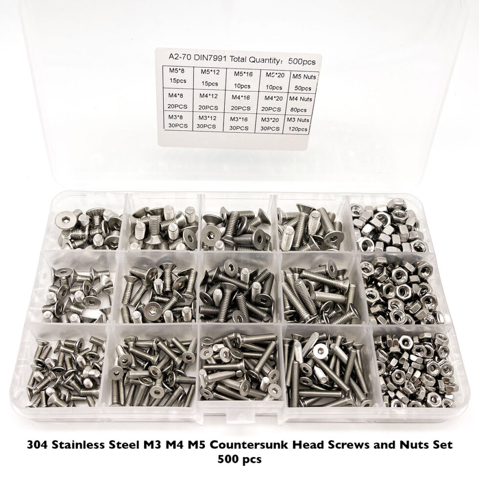 304 Stainless Steel M3 M4 M5 Hexagon Socket Countersunk Head Screws and ...
